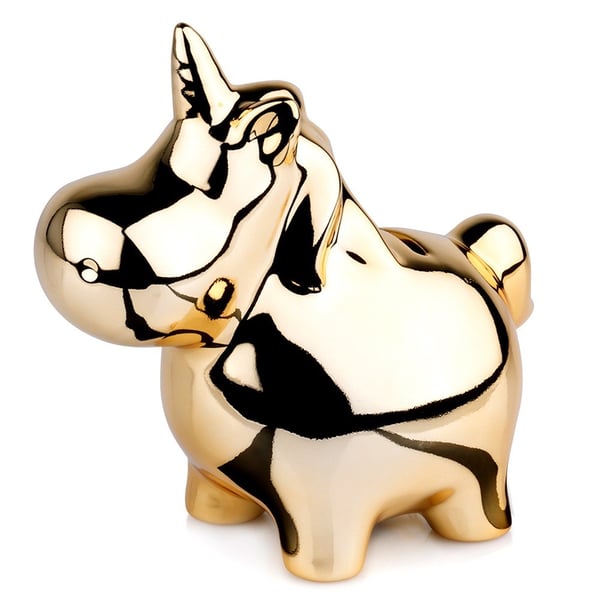 Keramisk sparegris, gullspeil, 18x10,5 cm | CDON