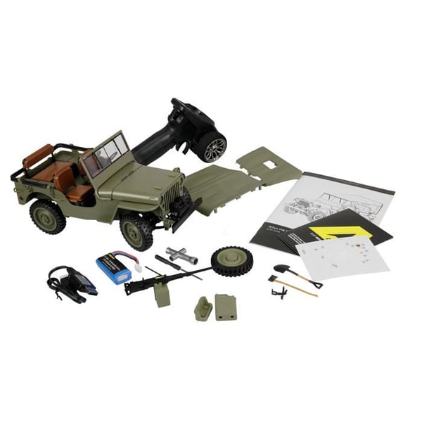 Fjärrstyrd bil Jeep Willys MB - Amewi - 1:14 - Grön - LED-belysning ...
