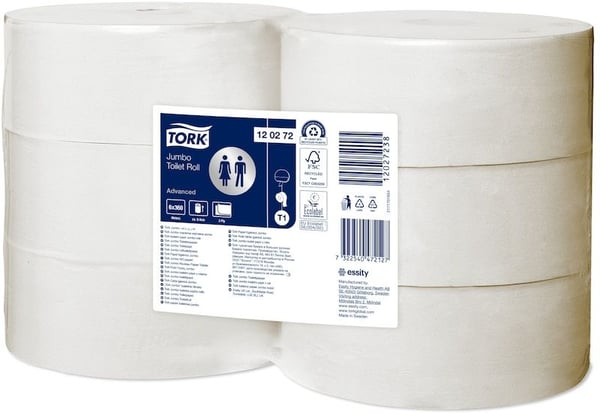 Toalettpapir Tork T1 Jumbo Advanced 2-lags 360 m hvitt - (6 ruller per ...