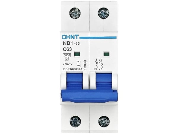 Chint 179660 NB1-63 2P C20 6kA DB ledningsskyddsbrytare 2-polig 20 A ...