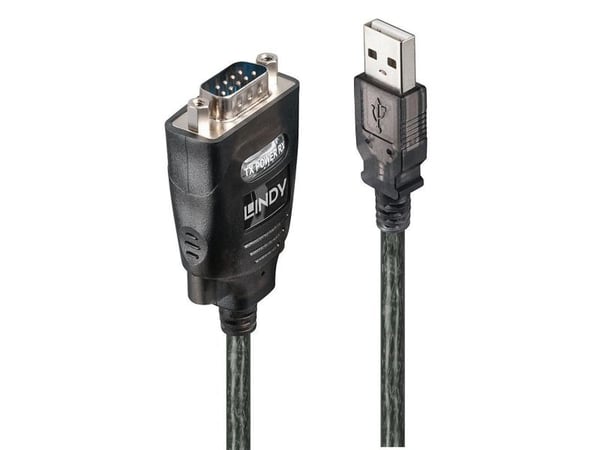 Lindy 42686, Svart, 1,1 m, USB Type-A, DB-9, Hankoppling, Hankoppling ...