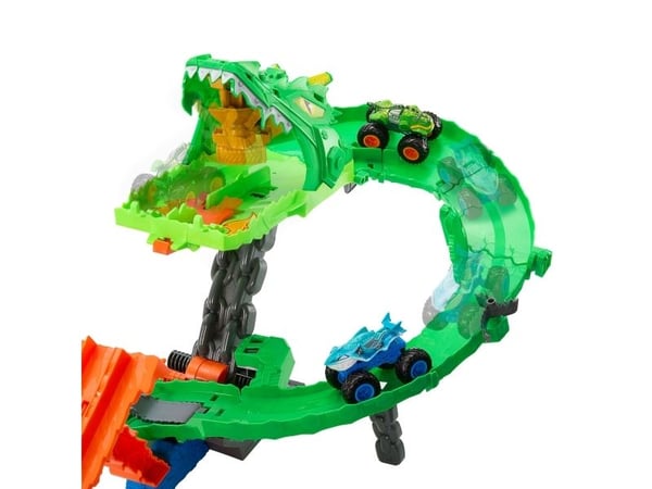 Hot Wheels Monster Trucks Sharks vs. Dinos Drakförödelse-lekset och 2 ...