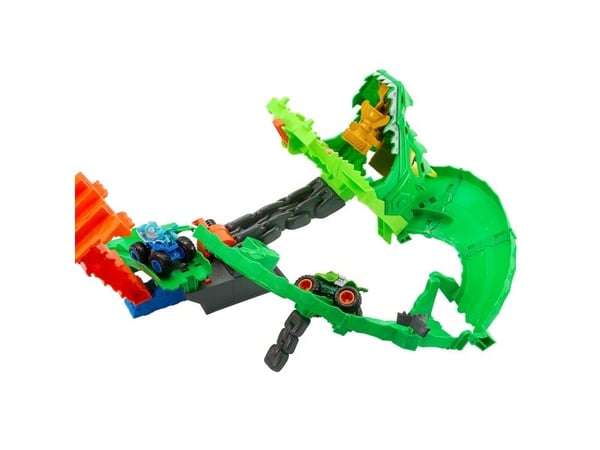 Hot Wheels Monster Trucks Sharks vs. Dinos Drakförödelse-lekset och 2 ...