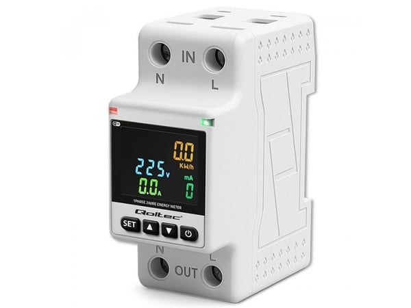Qoltec enfaset elektronisk wattmeter | strømmålingsmåler | DIN35 ...