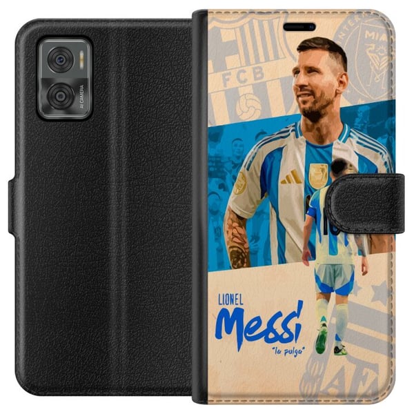 Kompatibelt Lommeboketui til Motorola Moto E22i Lionel Messi portrett i ...