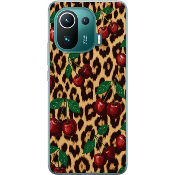 Kompatibelt Mobilskal till Xiaomi Mi 11 Pro Körsbär leopard mönster ...