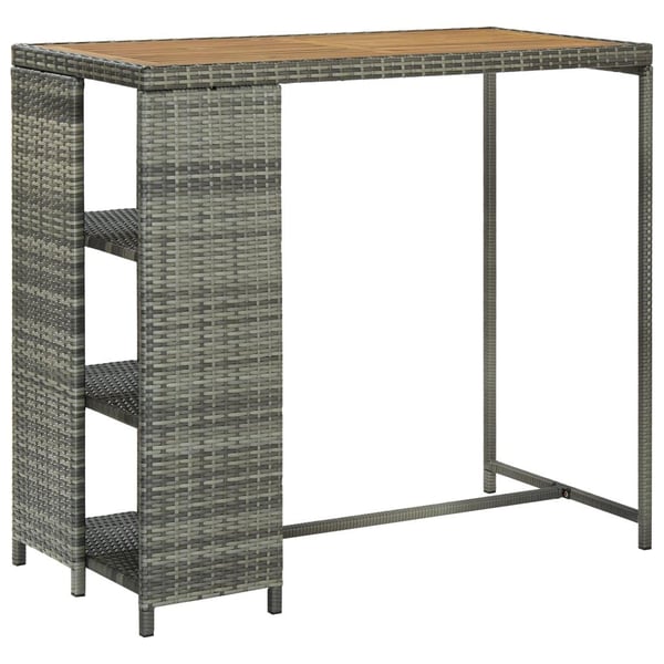 vidaXL Barbord med förvaringshyllor grå 120x60x110 cm konstrotting | CDON