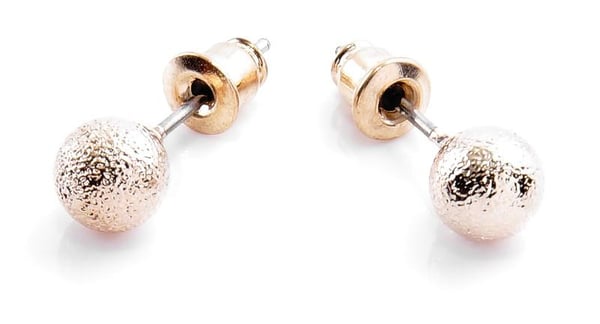 Rosé Guld Stud Örhängen - Klassiska Frostade Kulor / Pärlor | CDON
