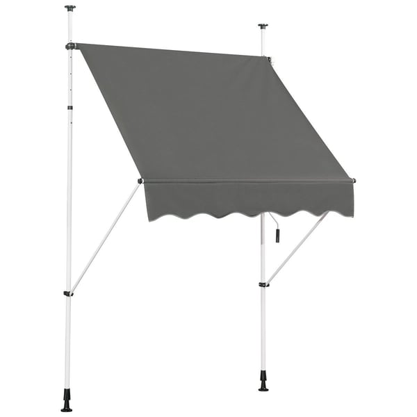 Utdragbart solskydd med vev, höjdjusterbar markis 150 x 120 cm grå | CDON