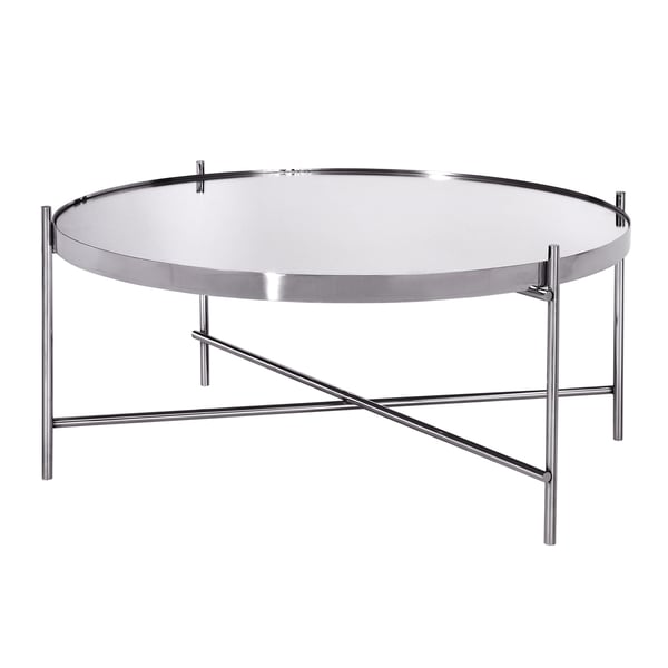 WOMO-DESIGN design sofabord Ø 75x35 cm i sølv lavet af metal og glas ...