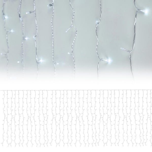 ECD Germany LED-valoverho, 2 x 1,5 m, valkoinen PVC, 240 kylmää ...