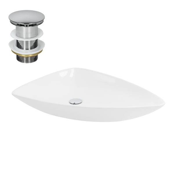 ML-Design Hvid Keramisk Vask 69x46x13 cm Trekantet inkl. Afløbsventil ...