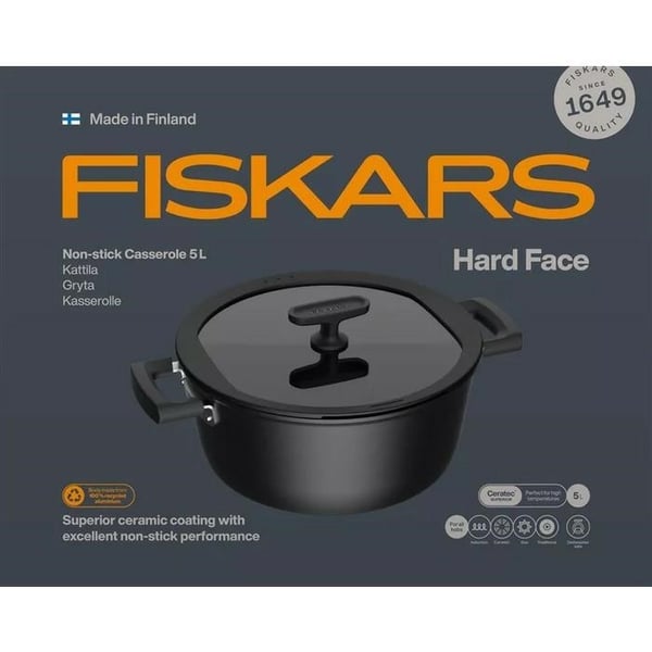 Gryta 5L med non-stick beläggning och lock Hard Face | CDON