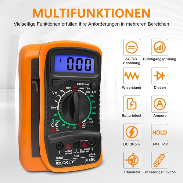 Digital multimeter för AC/DC – volt-, ampere- och ohmmätning med ...