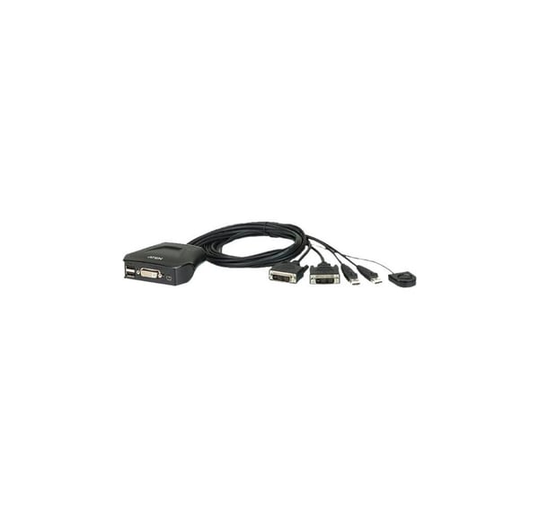 Aten, Remote Port Selector, 2-Port USB DVI Kabel KVM Switch med Remote ...