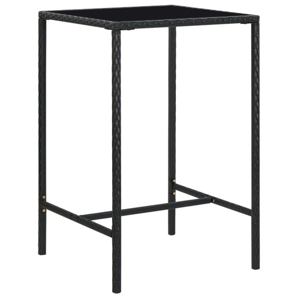 Barbord för trädgård svart 70x70x110 cm konstrotting och glas | CDON