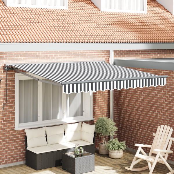 Utfällbar markis Antracit och vitt 350 x 250 cm | CDON