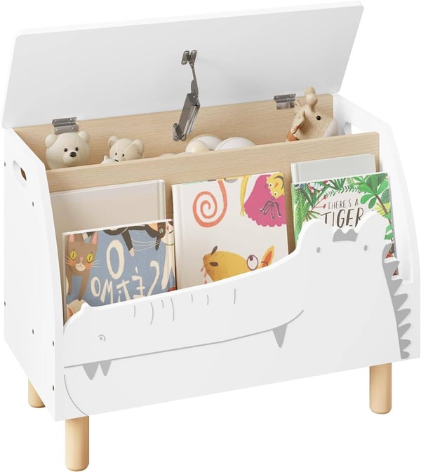Rootz White Crocodile Toy Box - Förvaringsbänk - Organisering för barn ...