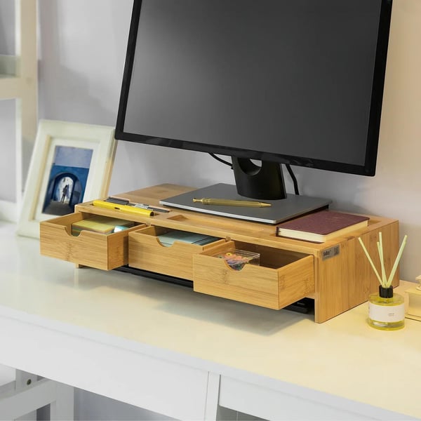 Rootz Bamboo Monitor Stand Datorskärm- Monitor Stand Monitor Riser Desk ...