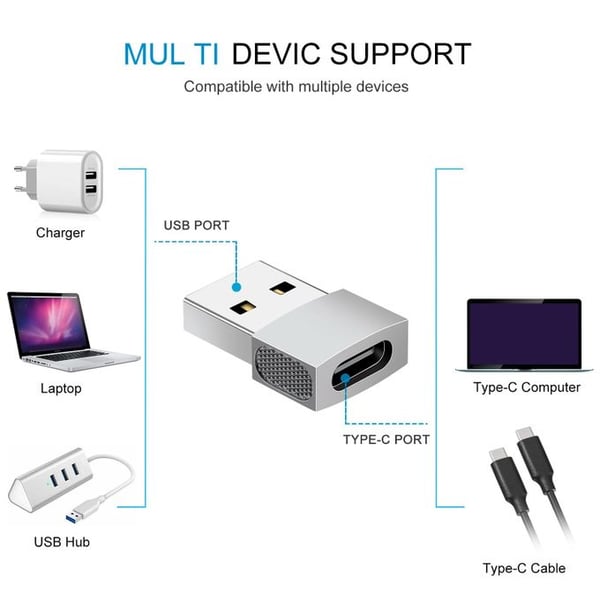 USB-C til USB-adapter Silver | CDON