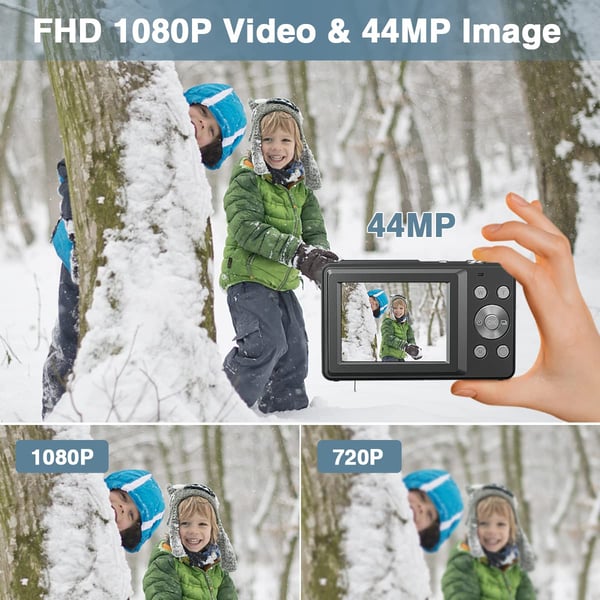 Digikamera 44MP 1080P 16X digitaalinen zoom Black | CDON