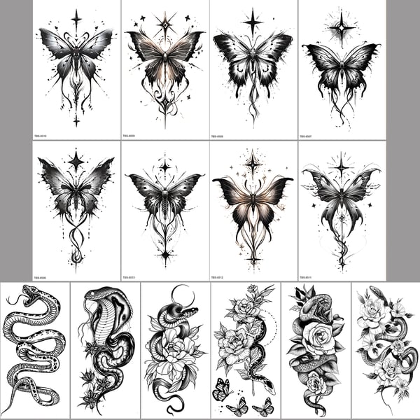 Midlertidige vanntette tatoveringer, 14-pakning Snake | CDON
