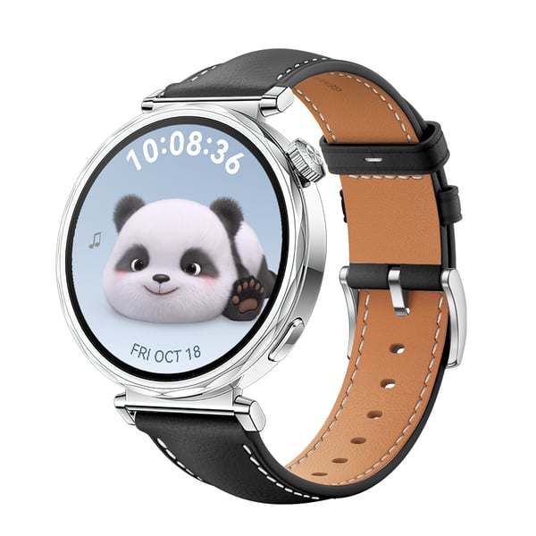 Nahkainen ranneke Huawei Watch GT5:lle - 18MM Black + Silver | CDON