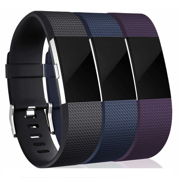Fitbit Charge 2 vaihtoranneke silikoni 3-pakkaus (S) Black/Blue/Purple ...