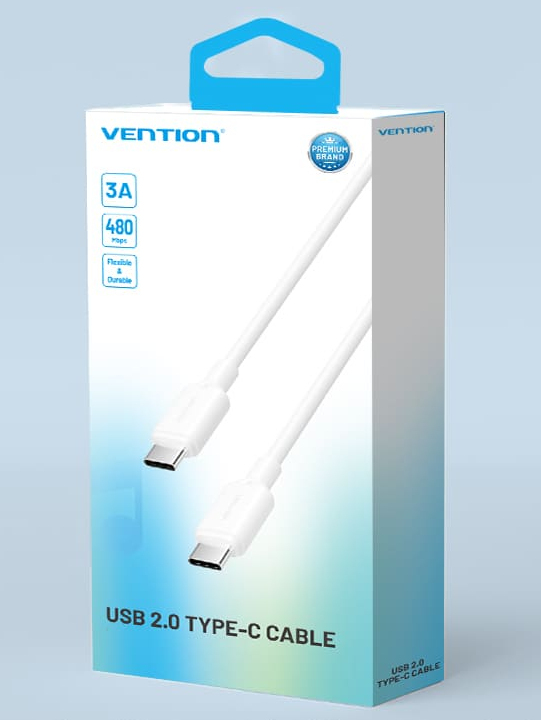 Vention TRCWF USB-kablar USB 2.0 1 m USB C 480 Gbit/s 60 W Vit | CDON