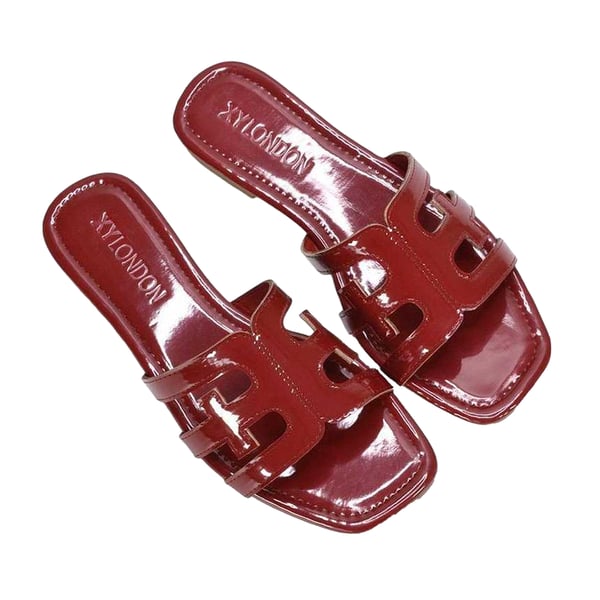 XY London Dam Ellie Metallisk Utskuren Rem Fyrkantiga Platta Sandaler ...