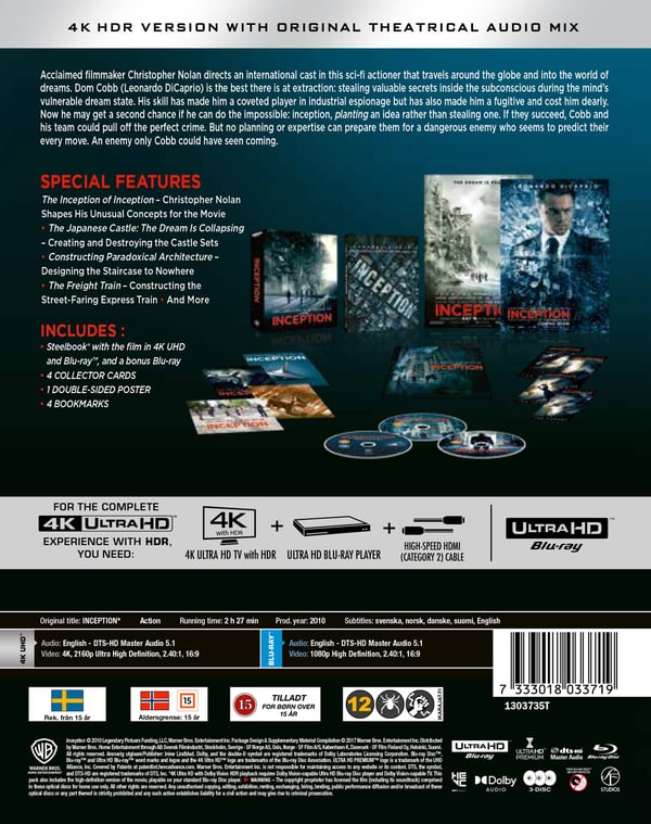 Inception (4K UHD + 2 Blu-ray / Limited Collector's Steelbook Edition ...