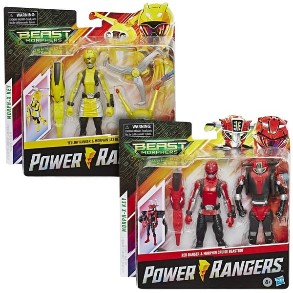 Power Rangers Beast Morphers 6-in RED & CRUISE BEASTBOT + YELLOW & JAX ...