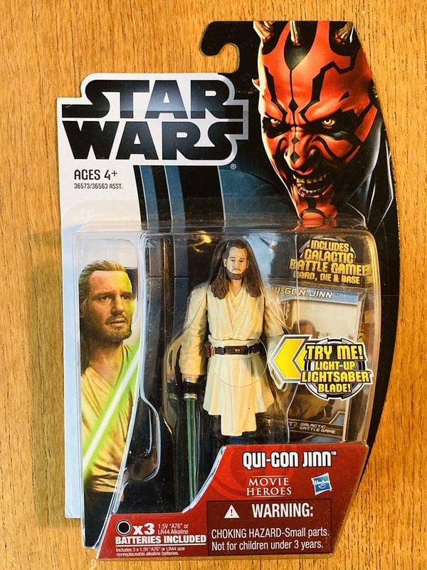 STAR WARS: MOVIE HEROES QUI-GON JINN MH18 ACTION FIGURE 375 inch lights ...