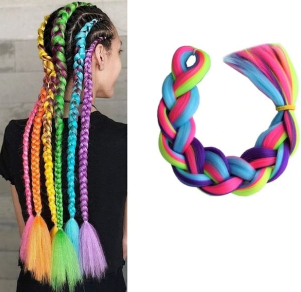 Syntetisk hår Regnbuefarvede fletninger Dreadlocks Højdepunkter ...