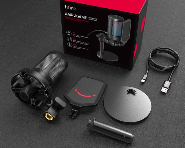 AMPLIGAME A6 USB Mikrofoni RGB (PC/PS4/PS5) - Musta | CDON