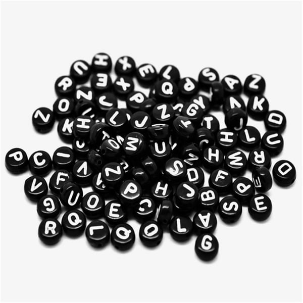 200 Perler med bogstaver, Sort | CDON