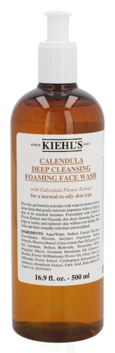 Kiehls Kiehl's Calendula Deep Cleansing Foaming Face Wash 500 ml For A Normal-To-Oily Skin Type ...