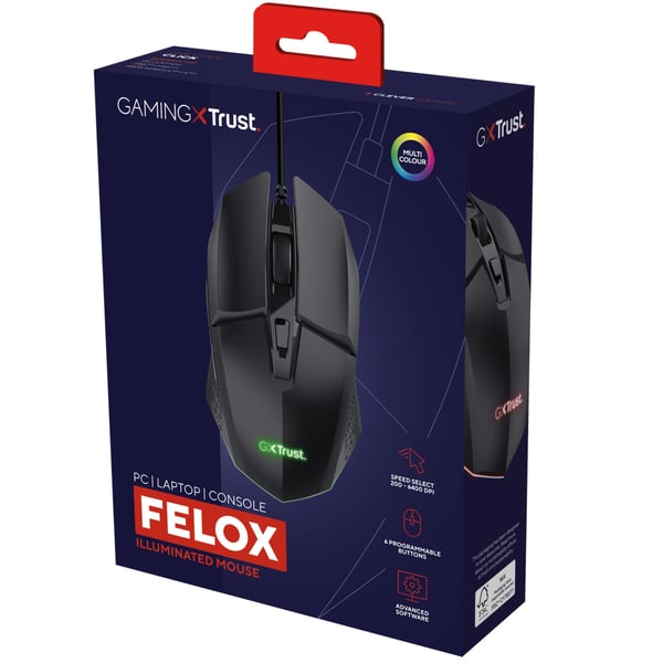 Trust GXT 109 Felox Illuminated Gaming mouse Svart | CDON