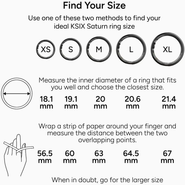 KSIX Smart Ring Saturn Svart - M | CDON