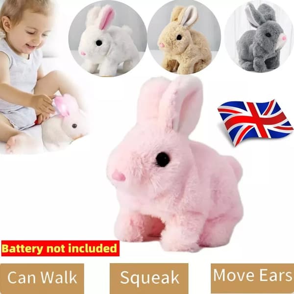 Realistic Robot Bunny Toy Lifelike Fluffy Vitality Toy Jumping Shaking ...