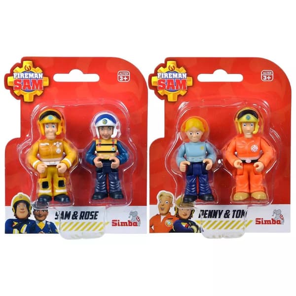 Fireman Sam Action Figures Basic Pack of 2 Posable Play Display Fun 7cm ...