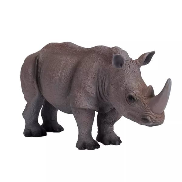 White Rhinoceros Zoo Animal Toy Figure 13 cm Length Approx Mojo Fun ...