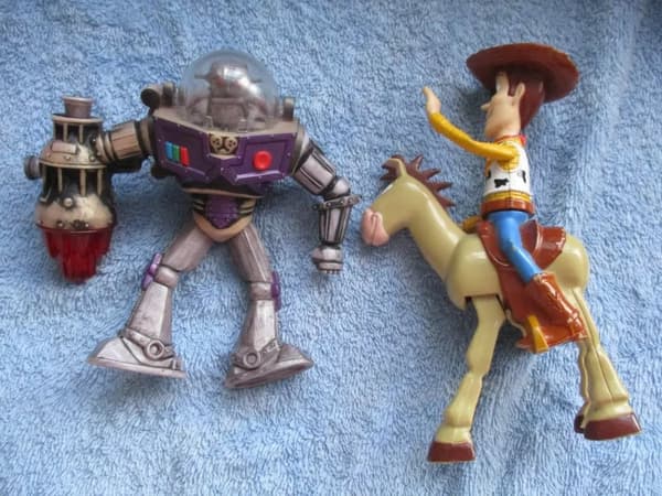 grey bad buzz lightyear with weapon woody on bullseye horse Toy Story ...