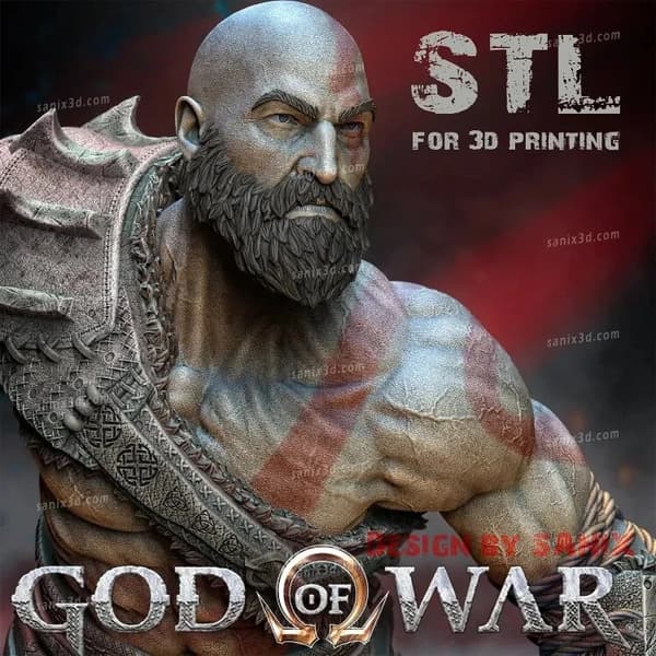 Kratos - God of War - 3D Printed Kit by Sanix 3D - Resin Grey, Fan Art | CDON