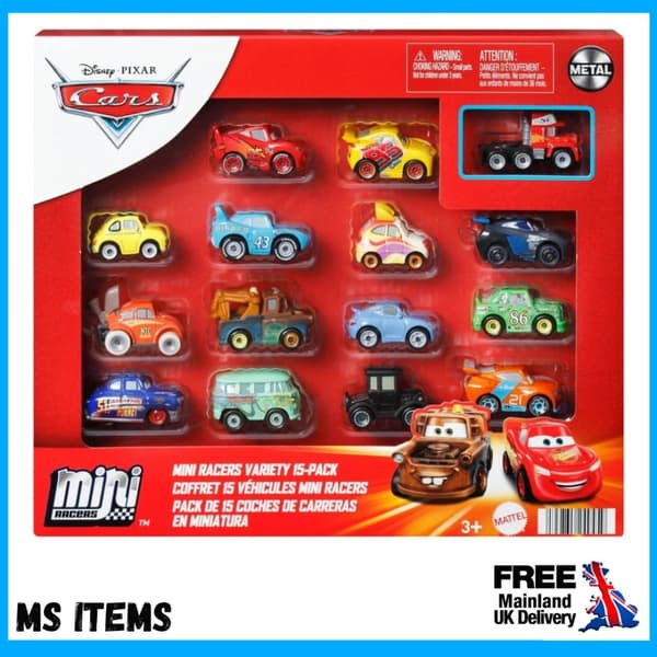 Disney Cars Mini Racers Diecast 15-Pack Variety Set Lightning McQueen ...