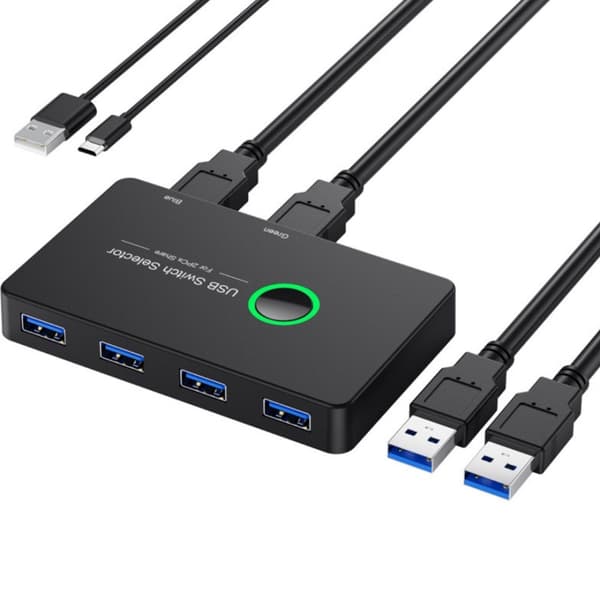 USB-A-switch 2 datorer till 4 USB-A, USB 3.0-switch, USB-adapter | CDON