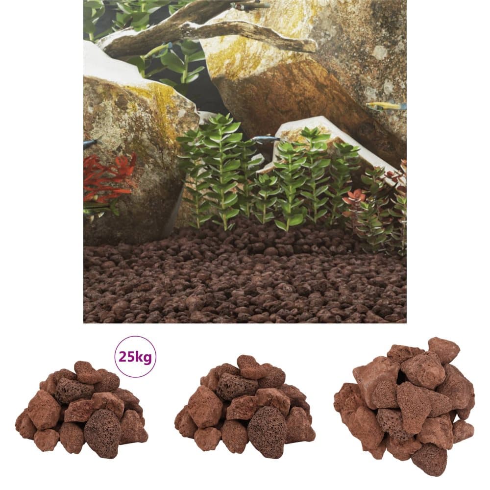 The Living Store vulkanske sten 25 kg 5-8 cm rød - Pynt til akvarier | CDON