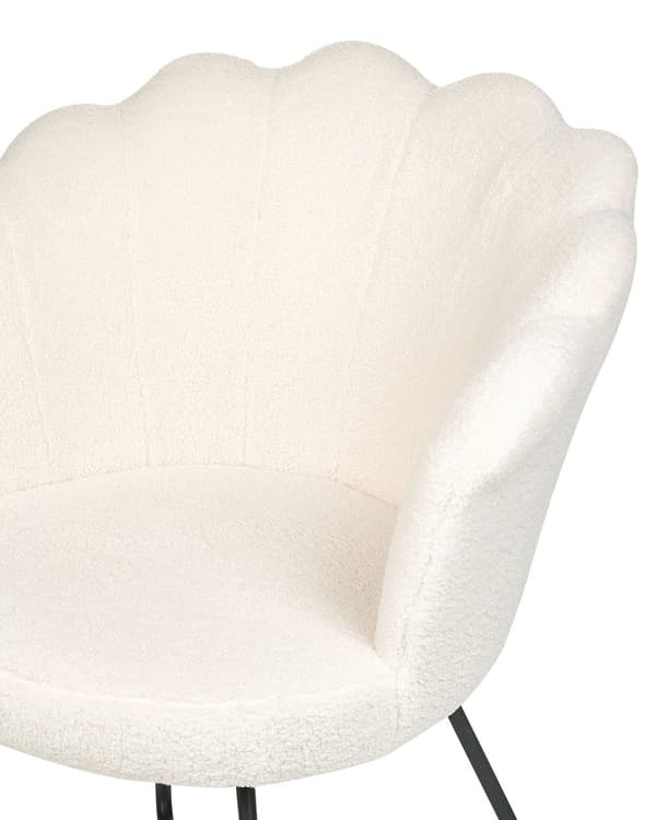 Lænestol Hvid Boucle Plys Stuestol med Armlæn til Stuen Bred Hvilestol ...