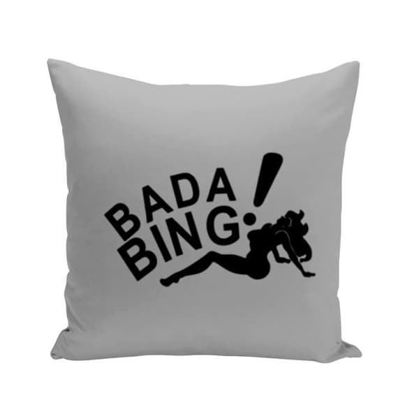 Kuddfodral Grå Bada Bing! TV-serie Komedi Rolig humor visar The ... Kuddfodral Grå Bada Bing! TV-serie Komedi Rolig humor visar The ...