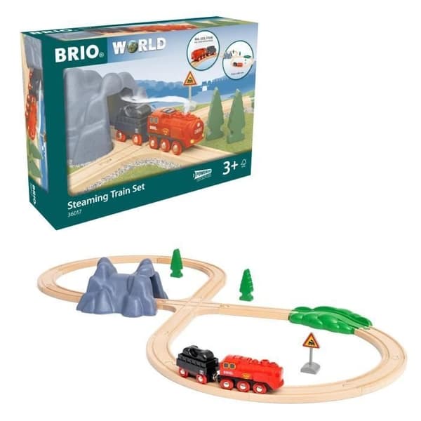 BRIO World 36017 Batteridrivet ånglok - Träjärnväg - Röd | CDON